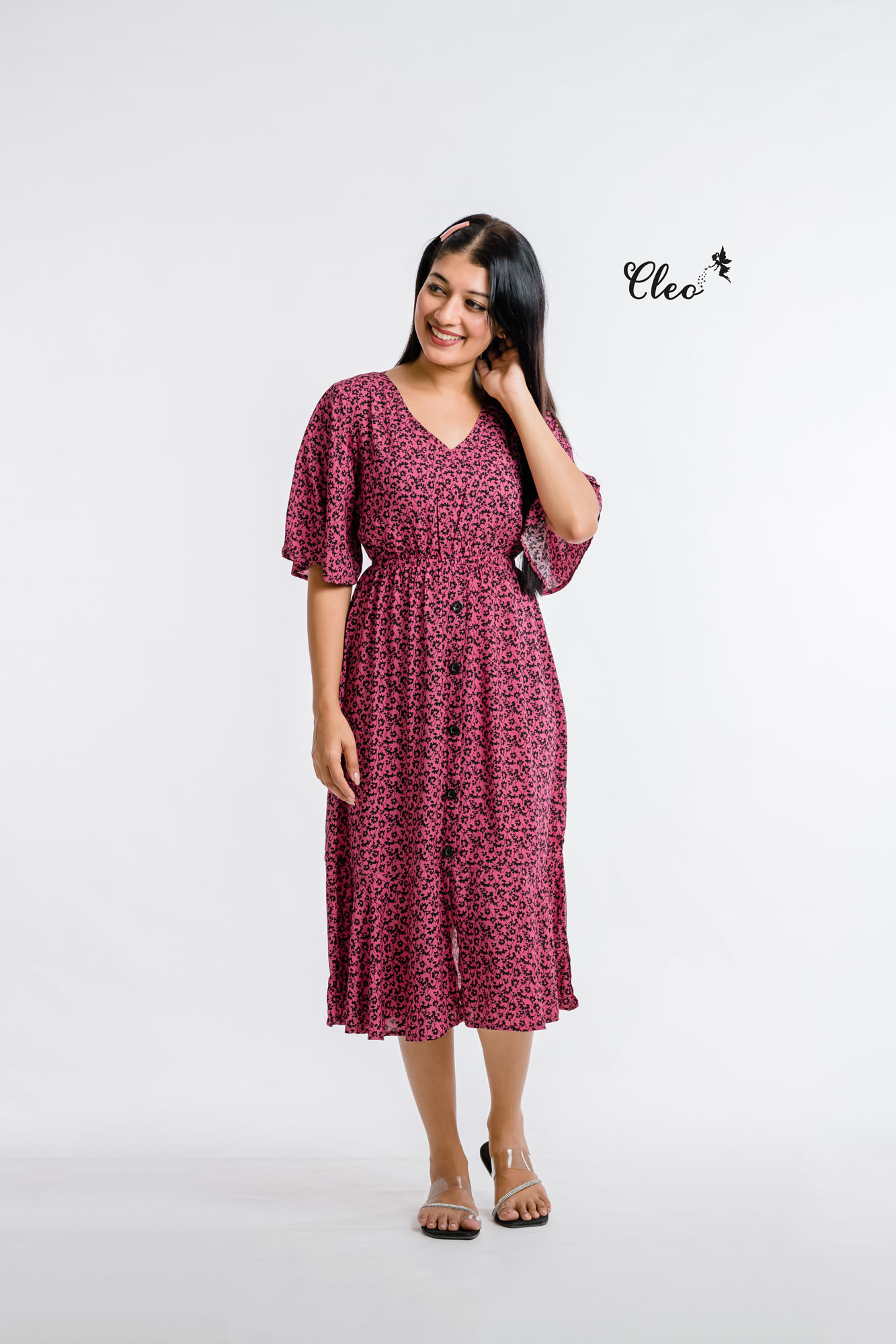 Floral Bottom down dress - Cleo Clothing