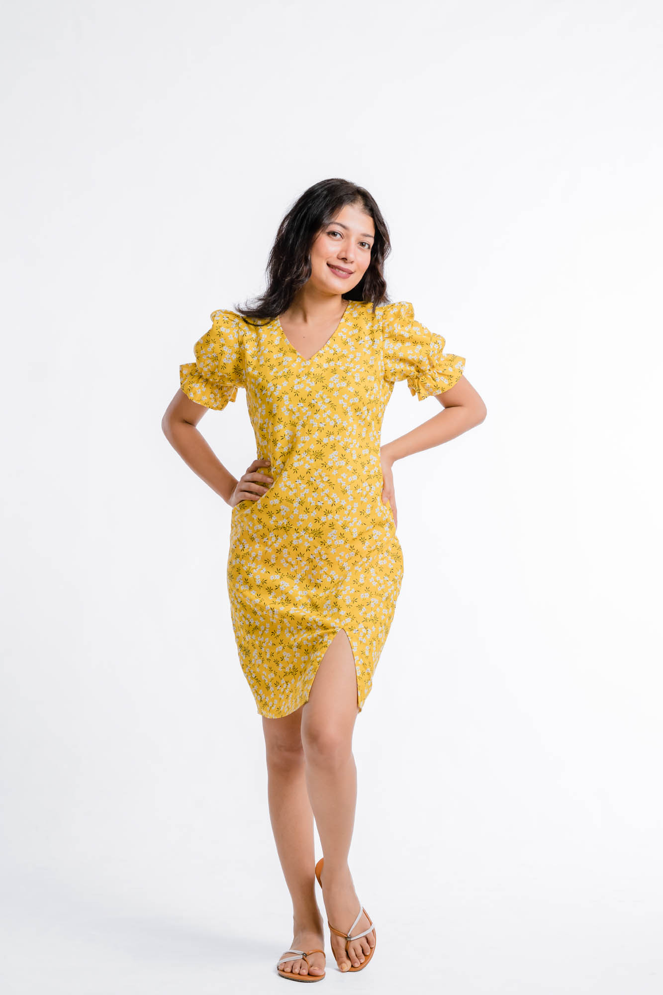 V-neck Floral Shift Dress - Cleo Clothing