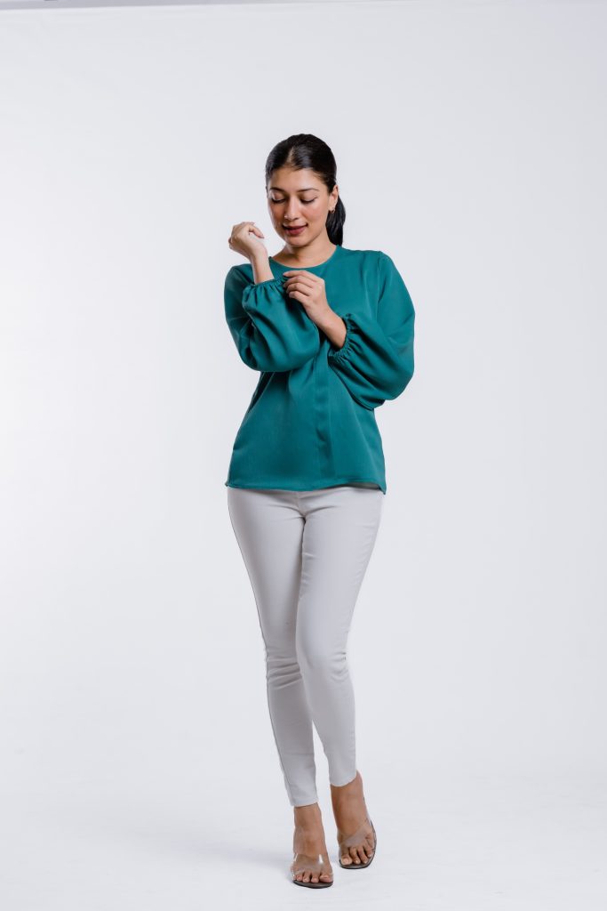 Long Sleeve Top Turquoise Blue - Cleo Clothing